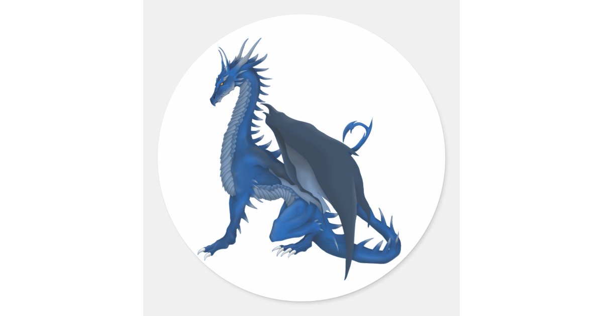 Blue Dragon Classic Round Sticker | Zazzle