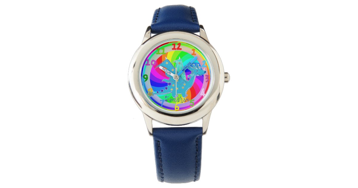 Blue Dragon Kids Watch custom Boy Name Jonathan | Zazzle