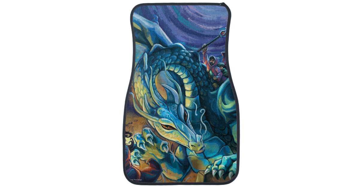 Blue Dragon Rider Car Mat | Zazzle
