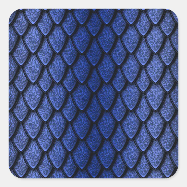 Blue Dragon Scales Square Sticker | Zazzle
