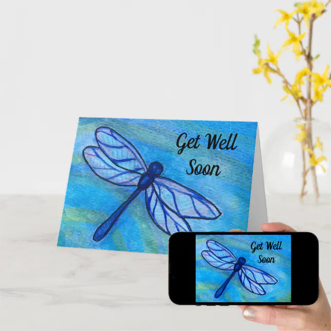 Blue Dragonfly Get Well Soon Card | Zazzle