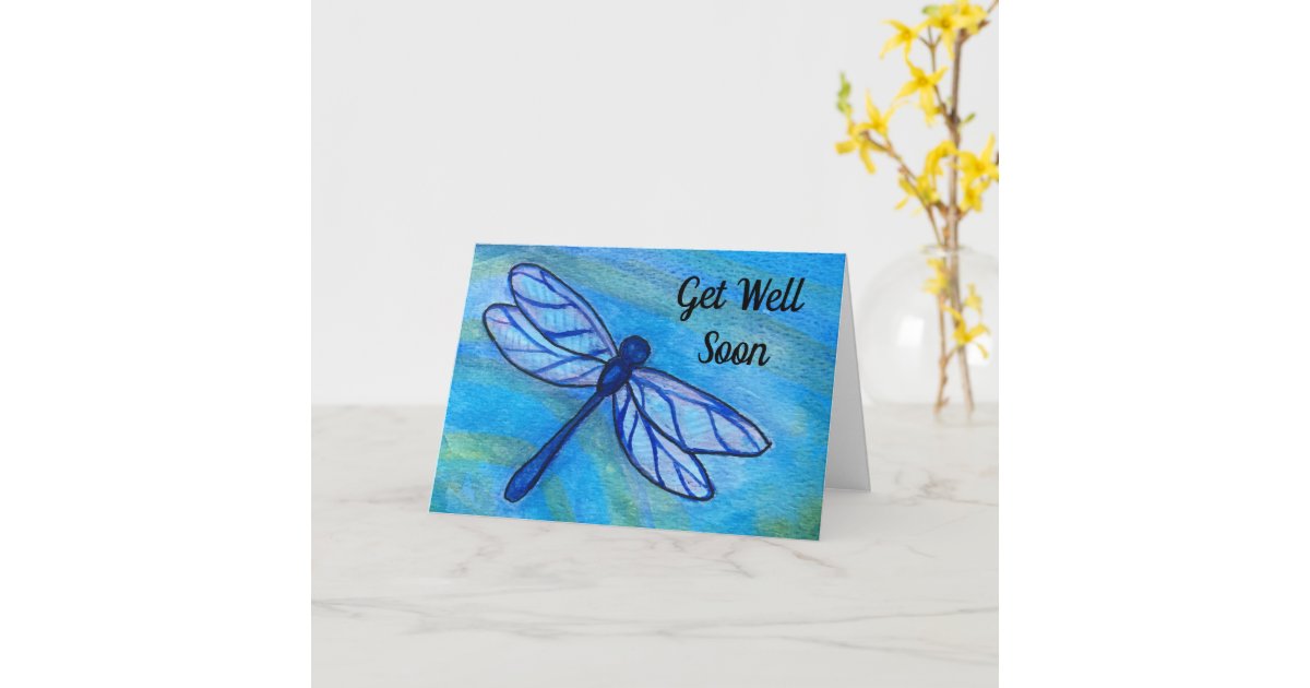 Blue Dragonfly Get Well Soon Card | Zazzle