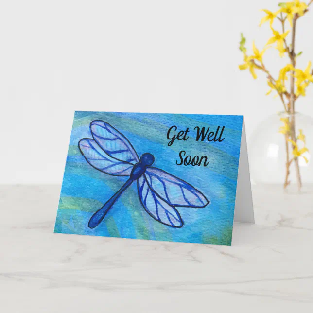 Blue Dragonfly Get Well Soon Card | Zazzle