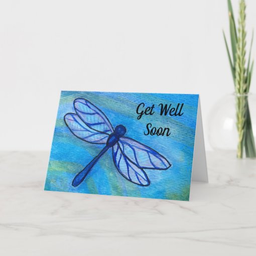 Blue Dragonfly Get Well Soon Card | Zazzle