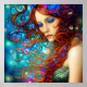 Blue Dreams Beautiful Woman Digital Art Poster | Zazzle