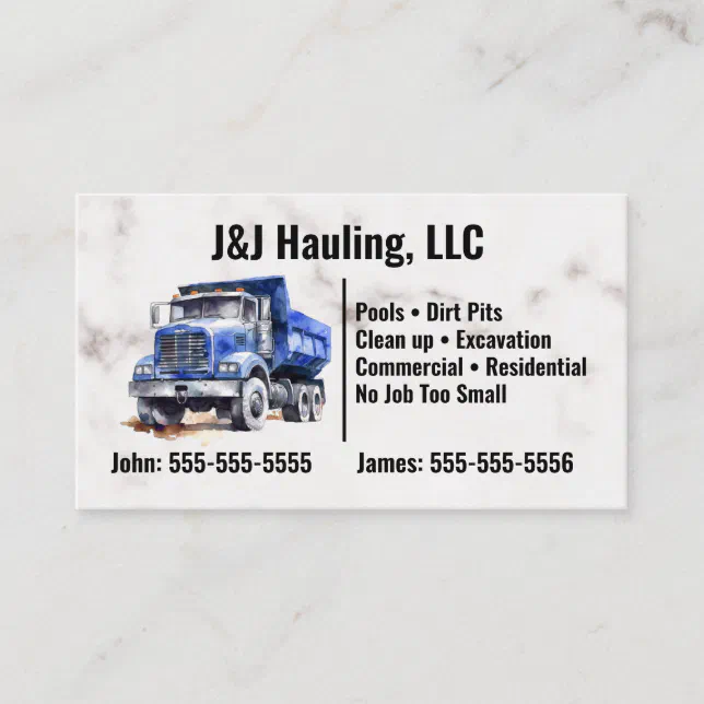 Blue Dump Truck Business Card | Zazzle