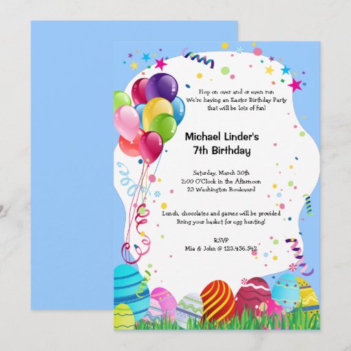 Blue Easter Sunday Birthday Party Invites | Zazzle