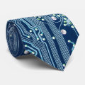 blue electronic circuit board computer pattern neck tie | Zazzle