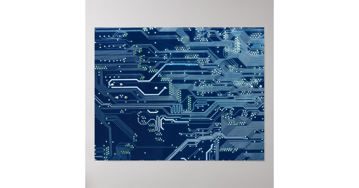 blue electronic circuit board poster | Zazzle