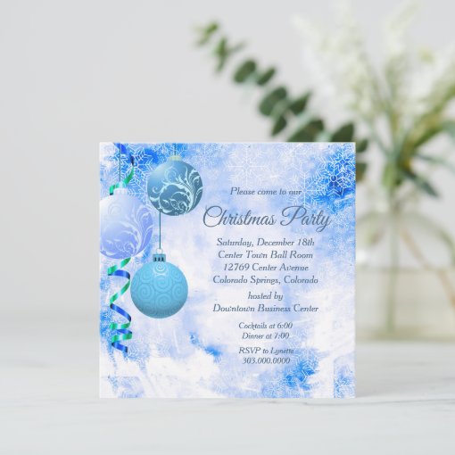 Blue Elegant Christmas Party Invitation | Zazzle