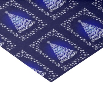Blue Elegant Christmas Tree And Stars Tissue Paper | Zazzle