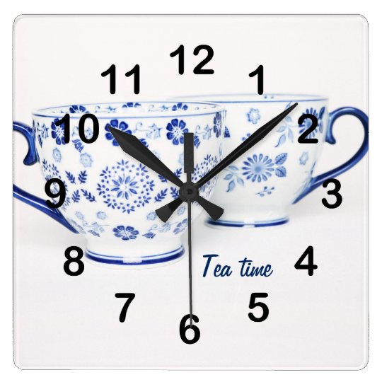 Blue Elegant classic tea cup Square Wall Clock | Zazzle.com