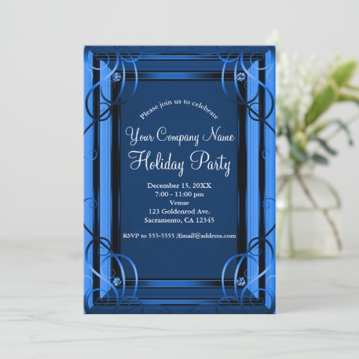 Blue Elegant Company Corporate Holiday Party Invitation | Zazzle
