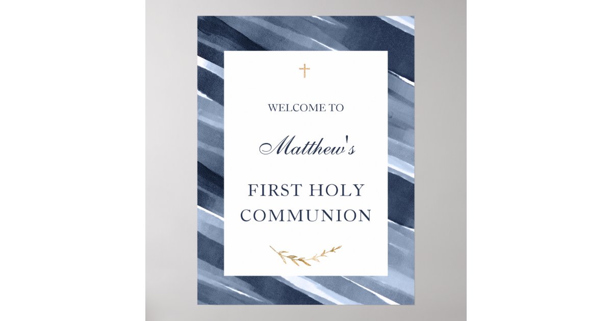 Blue Elegant Welcome Communion Baptism Confirmatio Poster | Zazzle