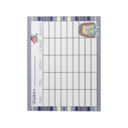 Blue elementary school reading log template notepad | Zazzle