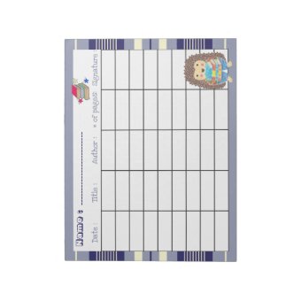 Blue elementary school reading log template notepad | Zazzle