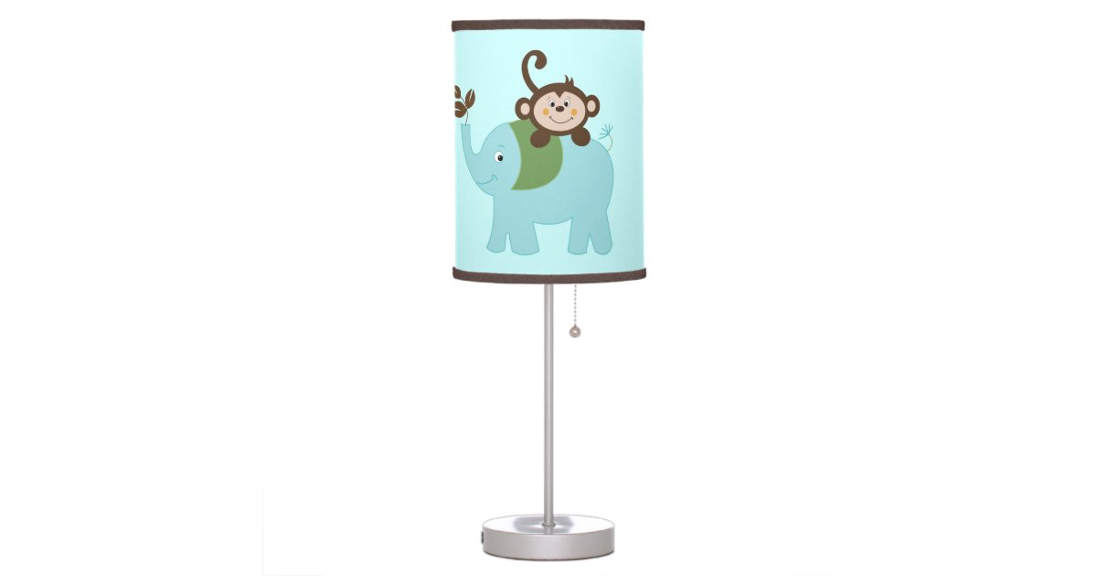Blue Elephant and Monkey Nursery Lamp | Zazzle