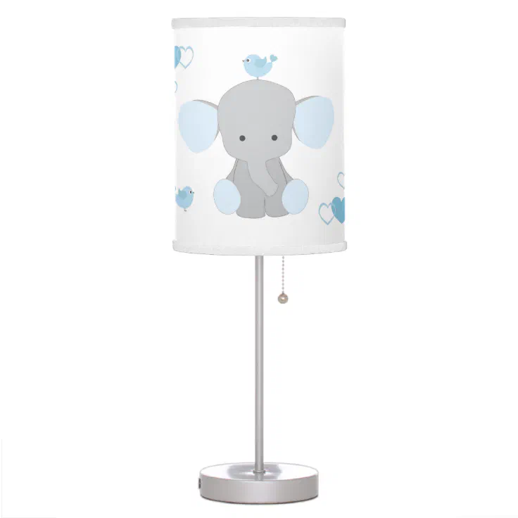 Blue Elephant Baby Boy Nursery Safari Animals Table Lamp | Zazzle
