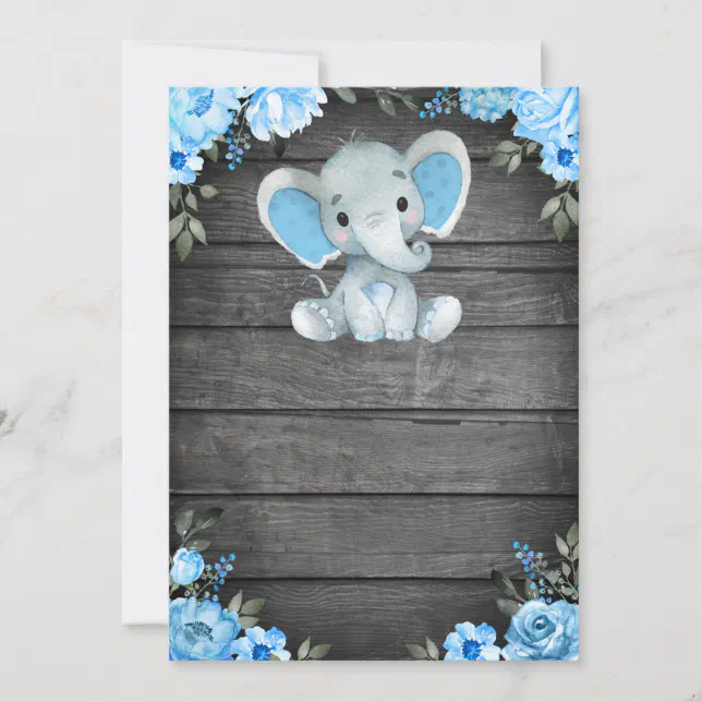 Blue Elephant Baby Shower invitation template | Zazzle