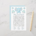 Blue elephant Baby Shower Word Search Game | Zazzle