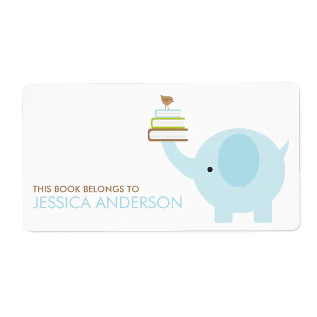 Blue Elephant Bookplates Labels | Zazzle