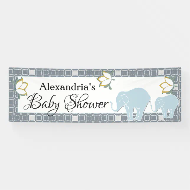 Blue Elephant Boy Baby Shower Banner | Zazzle