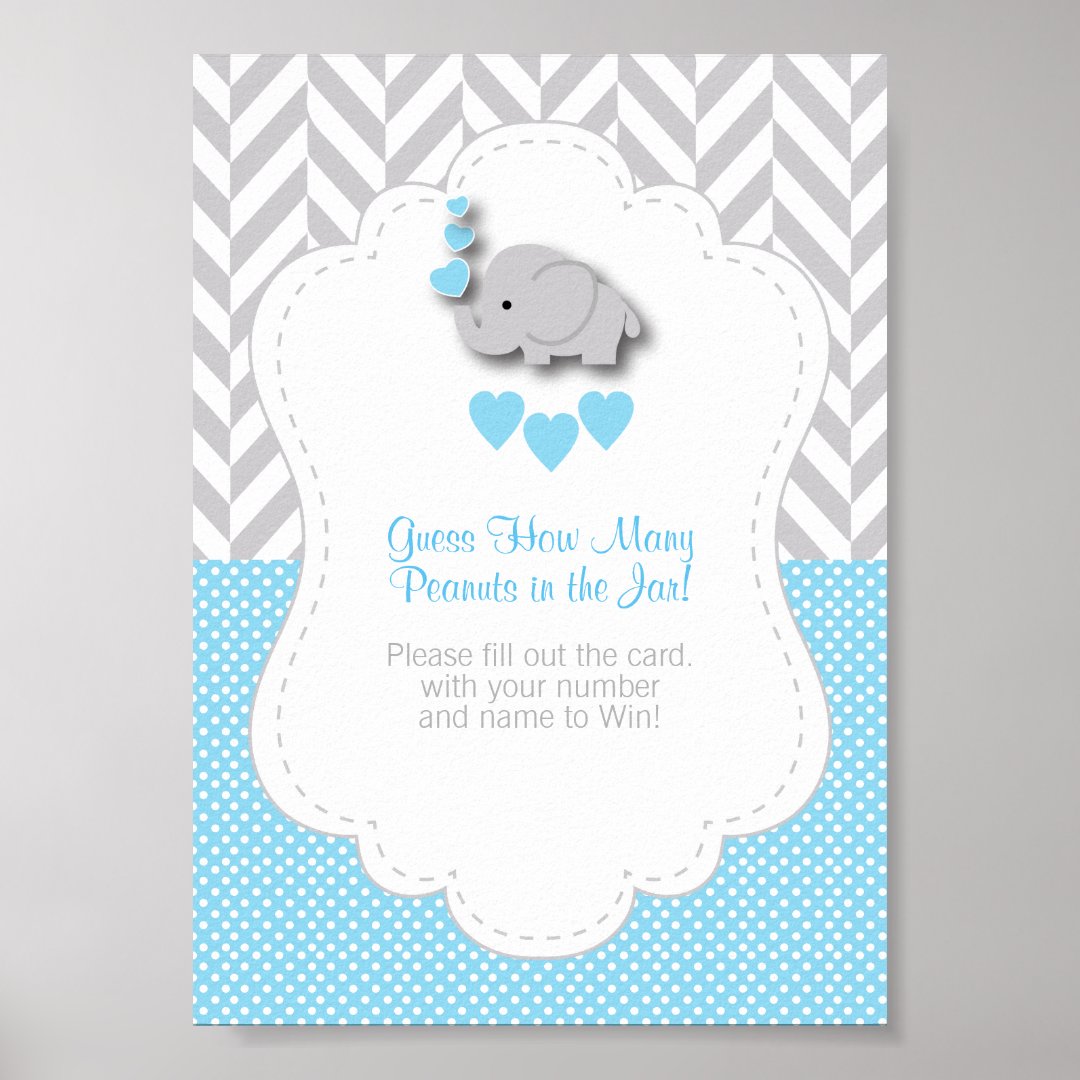 Blue Elephant Game Instruction Poster | Zazzle