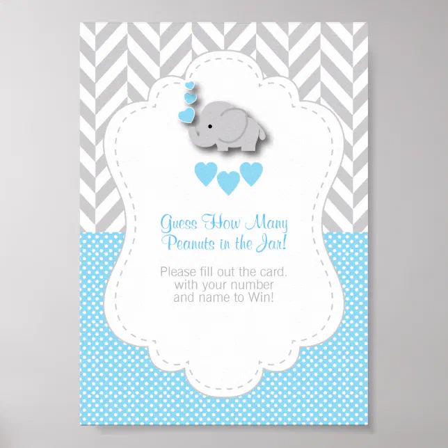 Blue Elephant Game Instruction Poster | Zazzle
