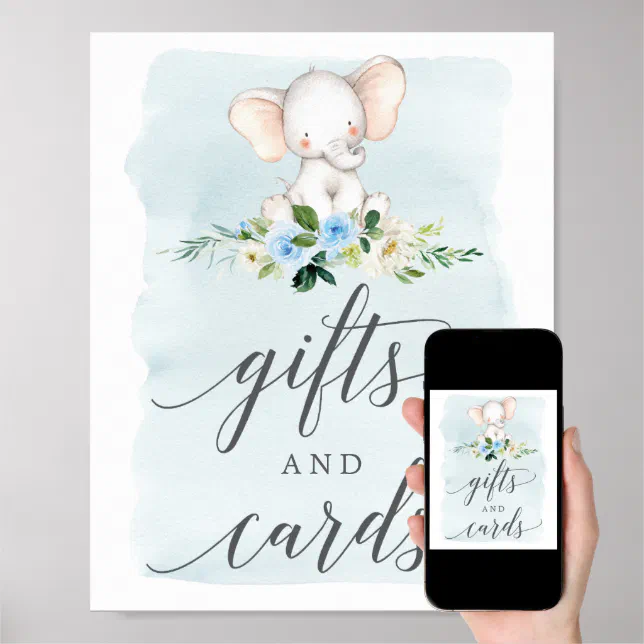 Blue Elephant Gifts and Cards Sign | Zazzle