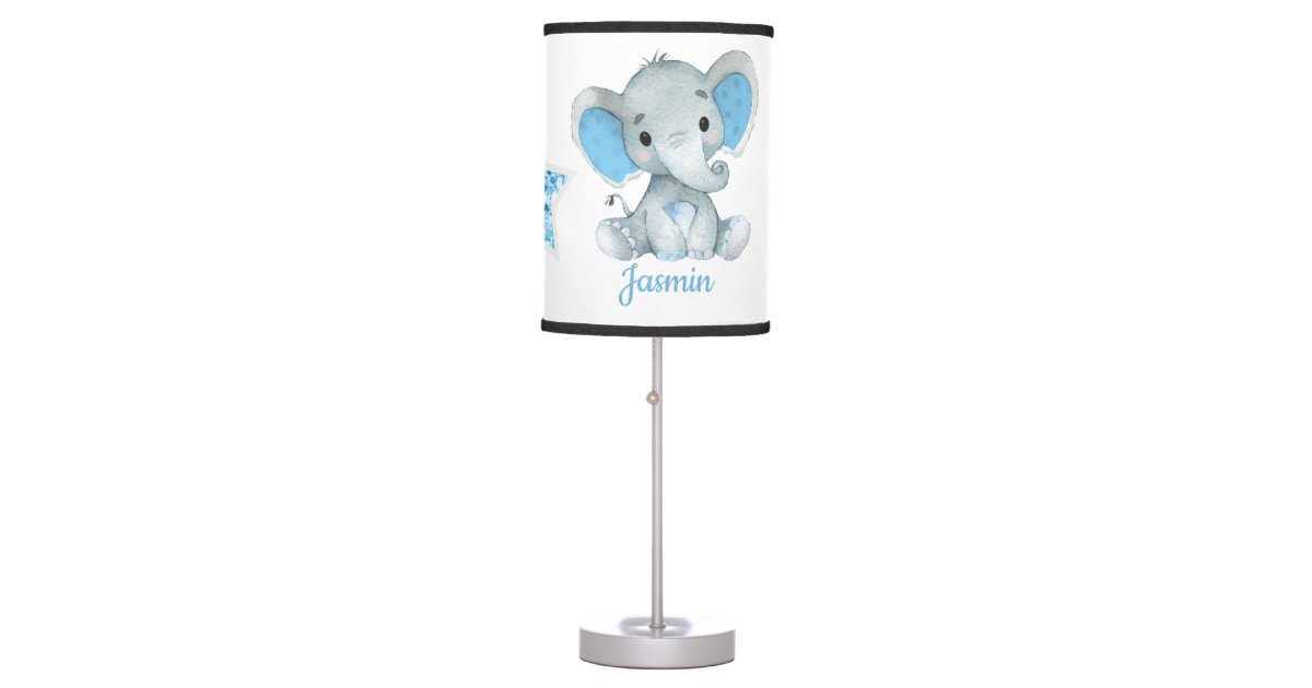 Blue elephant girl Lamp, Table Lamp | Zazzle