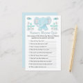 Blue elephant Nursery Rhyme Quiz baby shower game | Zazzle