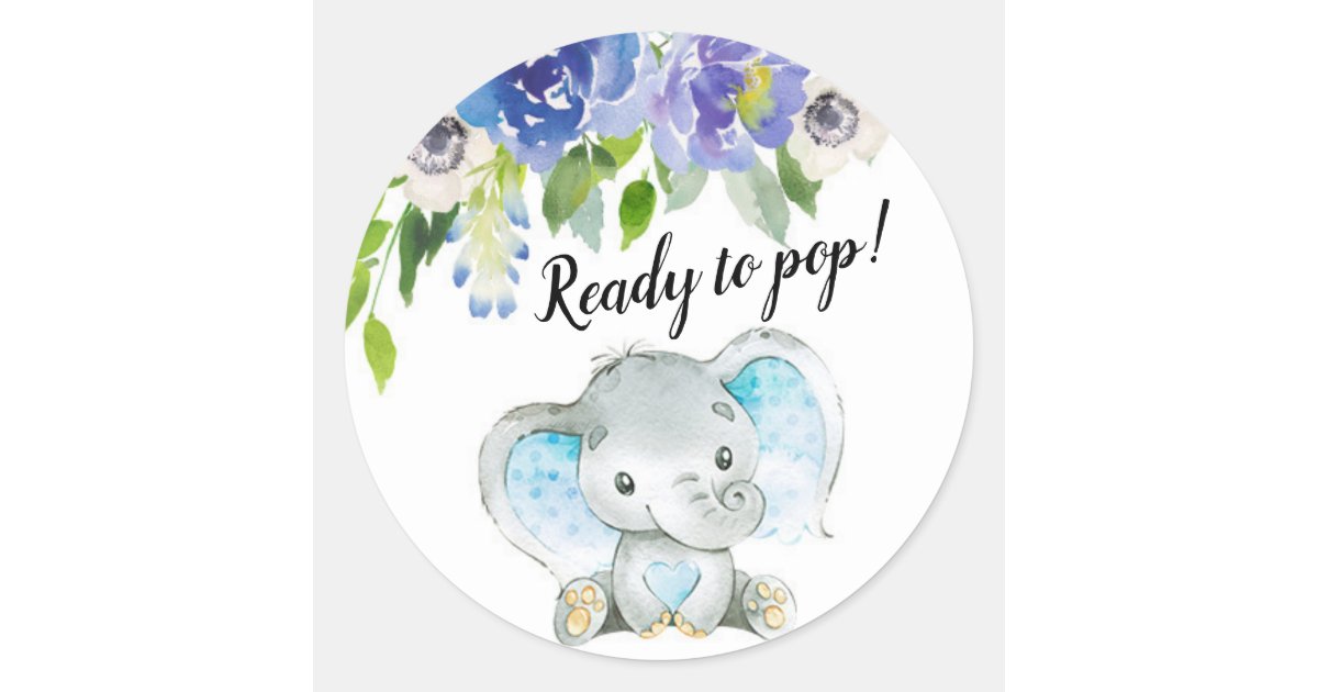 Blue Elephant Ready to Pop Stick Classic Round Sticker | Zazzle