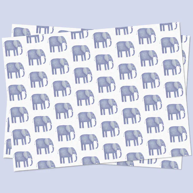 Blue Elephant Watercolor Tissue Paper | Zazzle