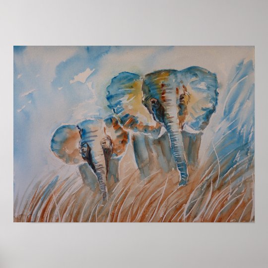 Blue Elephants Poster | Zazzle.com