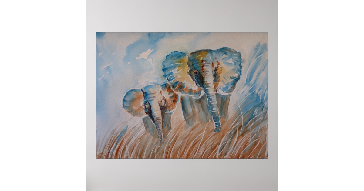 Blue Elephants Poster | Zazzle