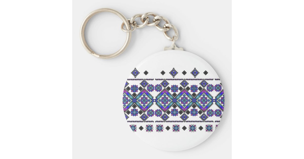Blue Embroidery Keychain | Zazzle.com