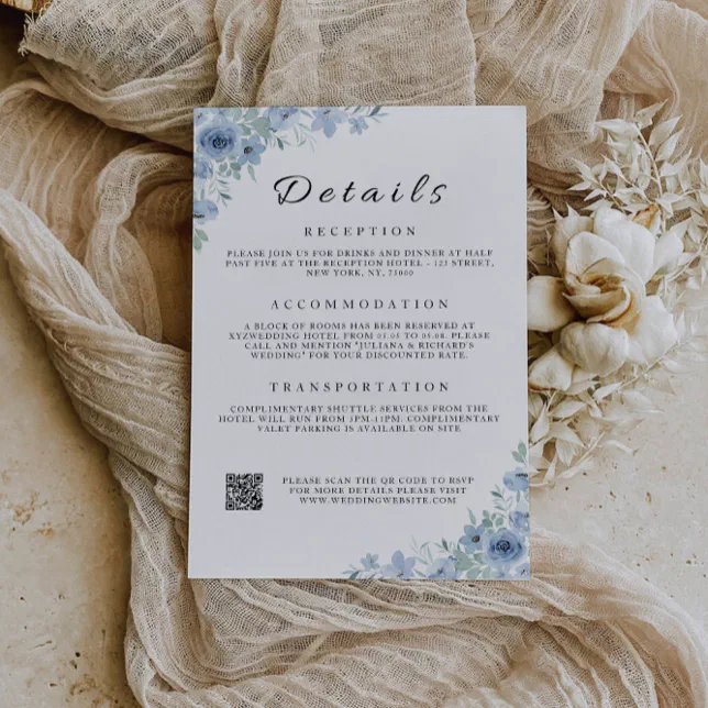 Blue Enclosure Card-The Details Wedding Invitation | Zazzle