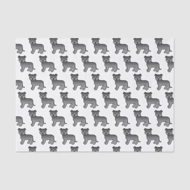 Blue English Staffie Cute Cartoon Dog Pattern Tissue Paper | Zazzle