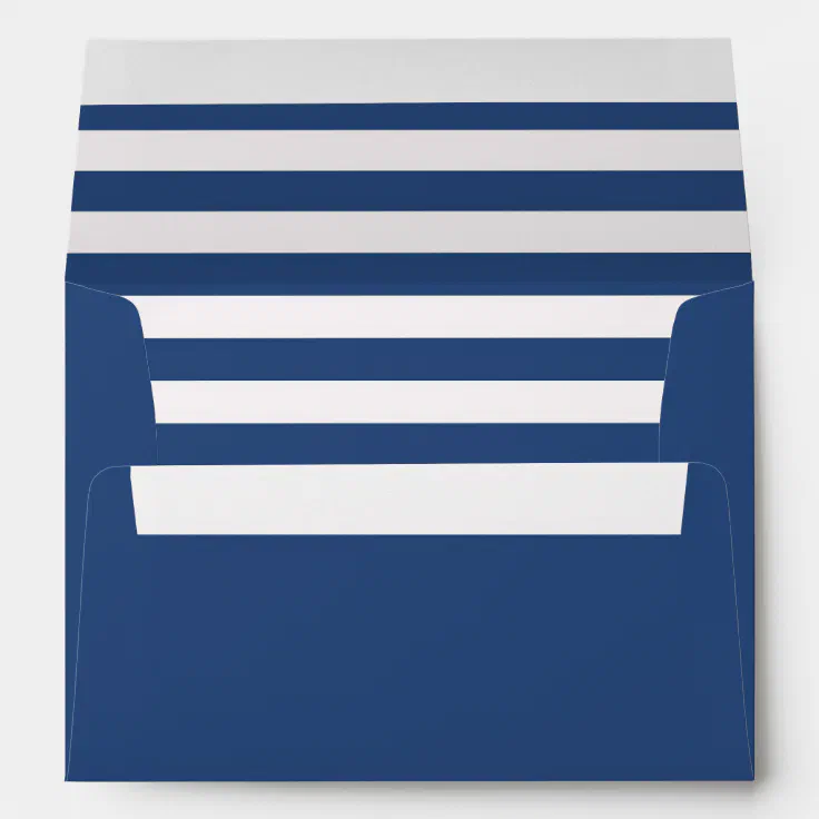 Blue Envelope with a Blue and White Striped Liner | Zazzle