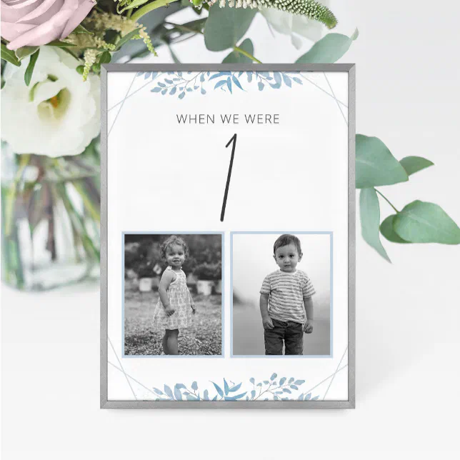 Blue Eucalyptus Wedding Age Table Number Card | Zazzle