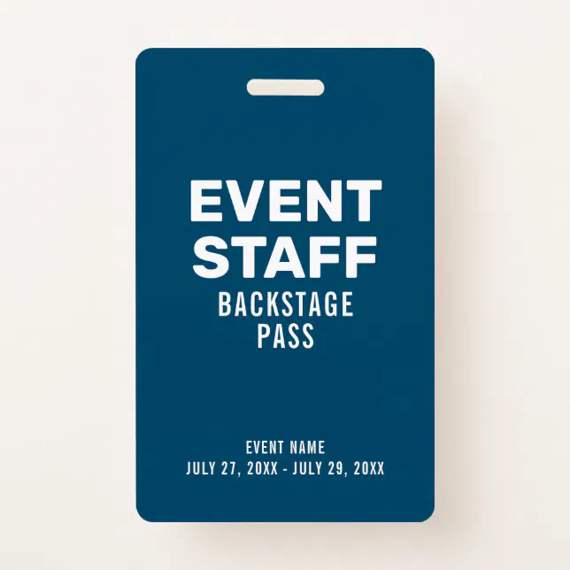 Blue Event Staff Backstage Pass ID Badge | Zazzle Blue Event Staff Backstage Pass ID Badge | Zazzle