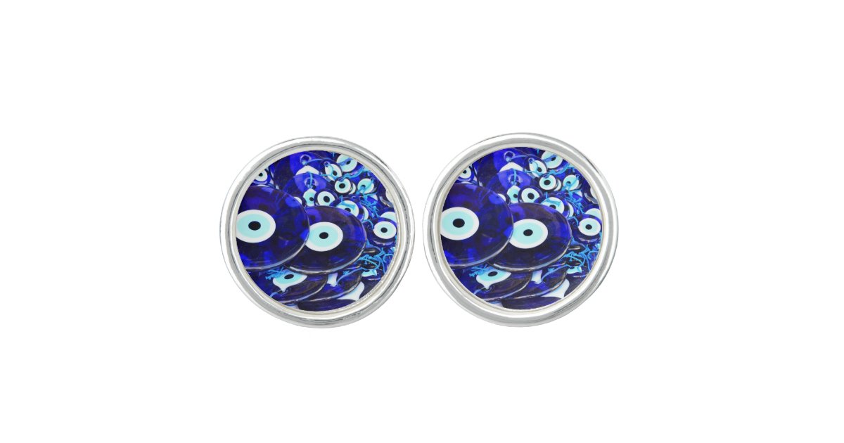 Blue Evil Eye amulets Cufflinks | Zazzle