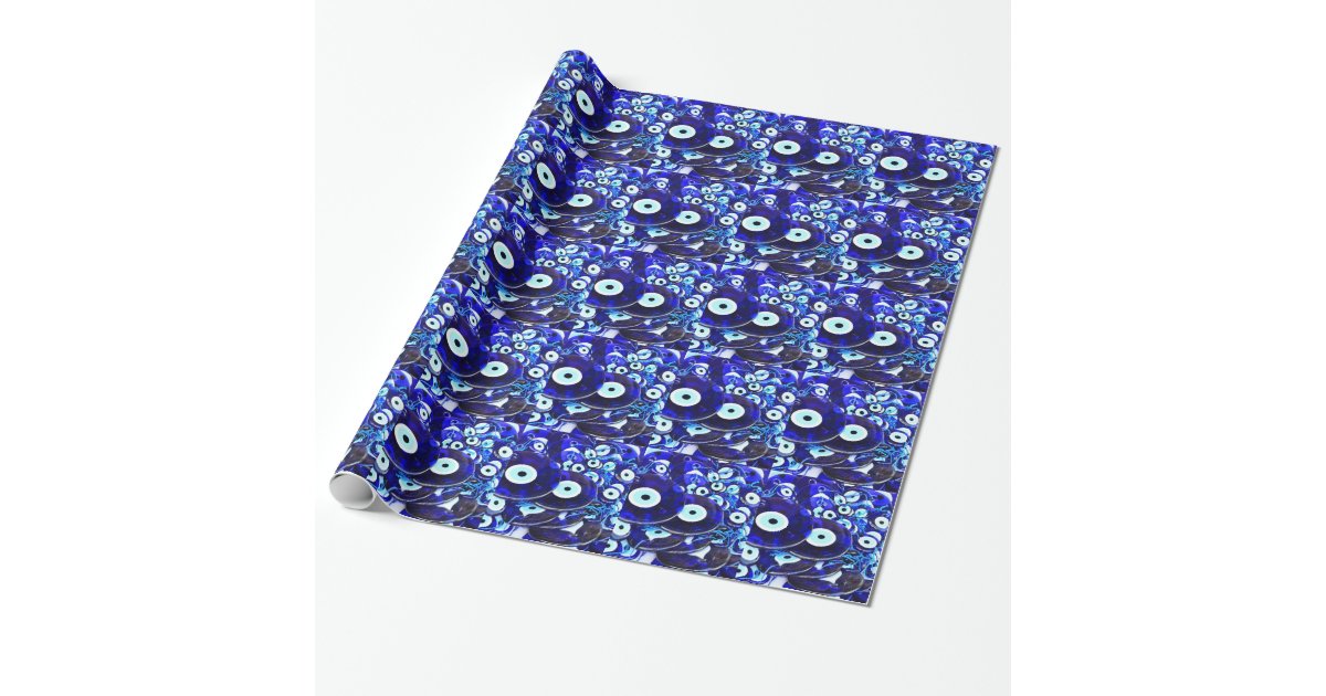 Blue Evil Eye amulets Wrapping Paper | Zazzle