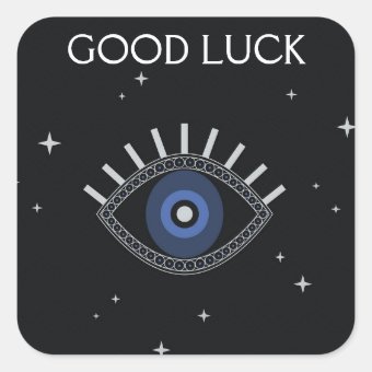 Blue eye good luck, evil eye protection square sticker | Zazzle