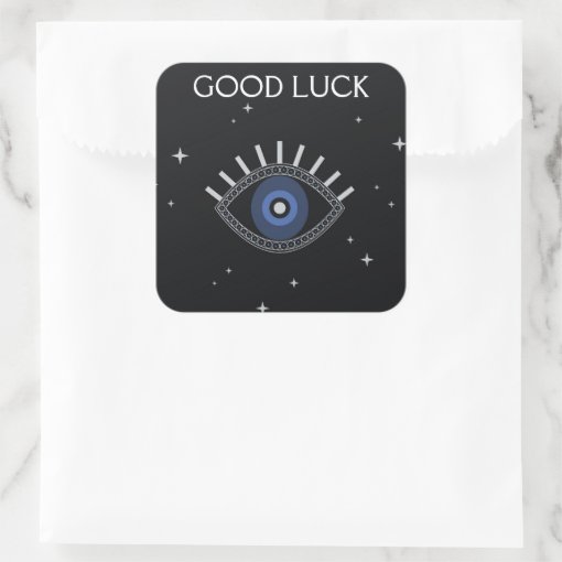 Blue eye good luck, evil eye protection square sticker | Zazzle