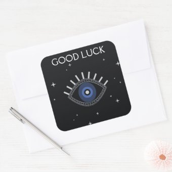 Blue eye good luck, evil eye protection square sticker | Zazzle