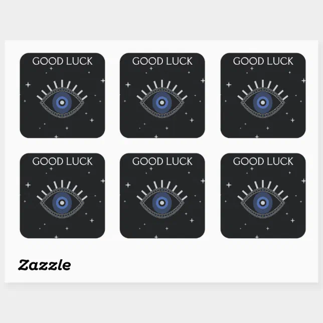 Blue eye good luck, evil eye protection square sticker | Zazzle