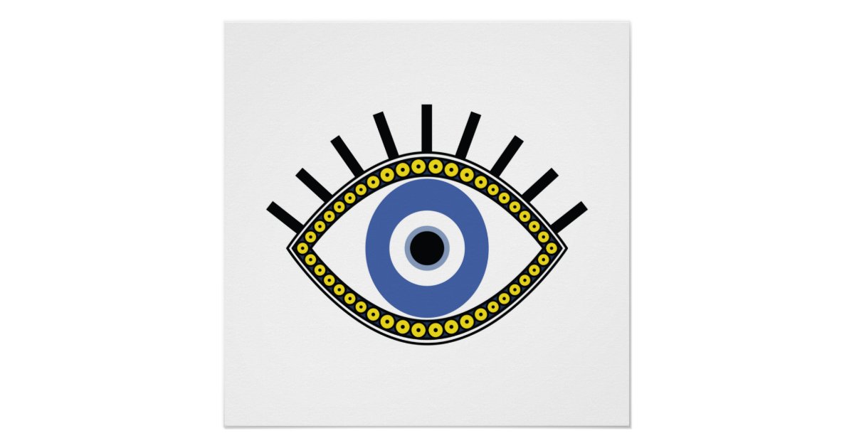Blue eye, good luck, greek evil eye amulet poster | Zazzle