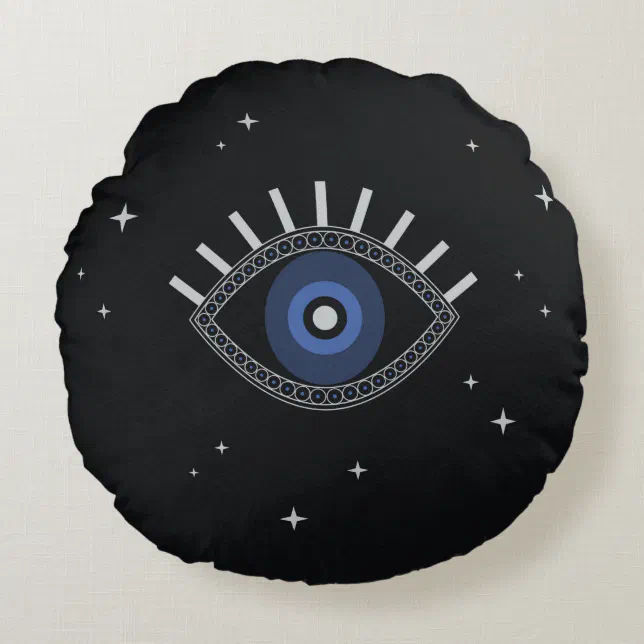 Blue eye good luck magic symbol round pillow | Zazzle