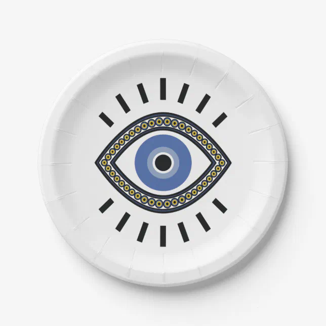 Blue eye good luck protection bead talisman paper plates | Zazzle